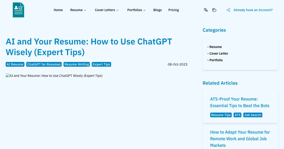 AI and Your Resume: How to Use ChatGPT Wisely (Expert Tips) · MyLiveCV