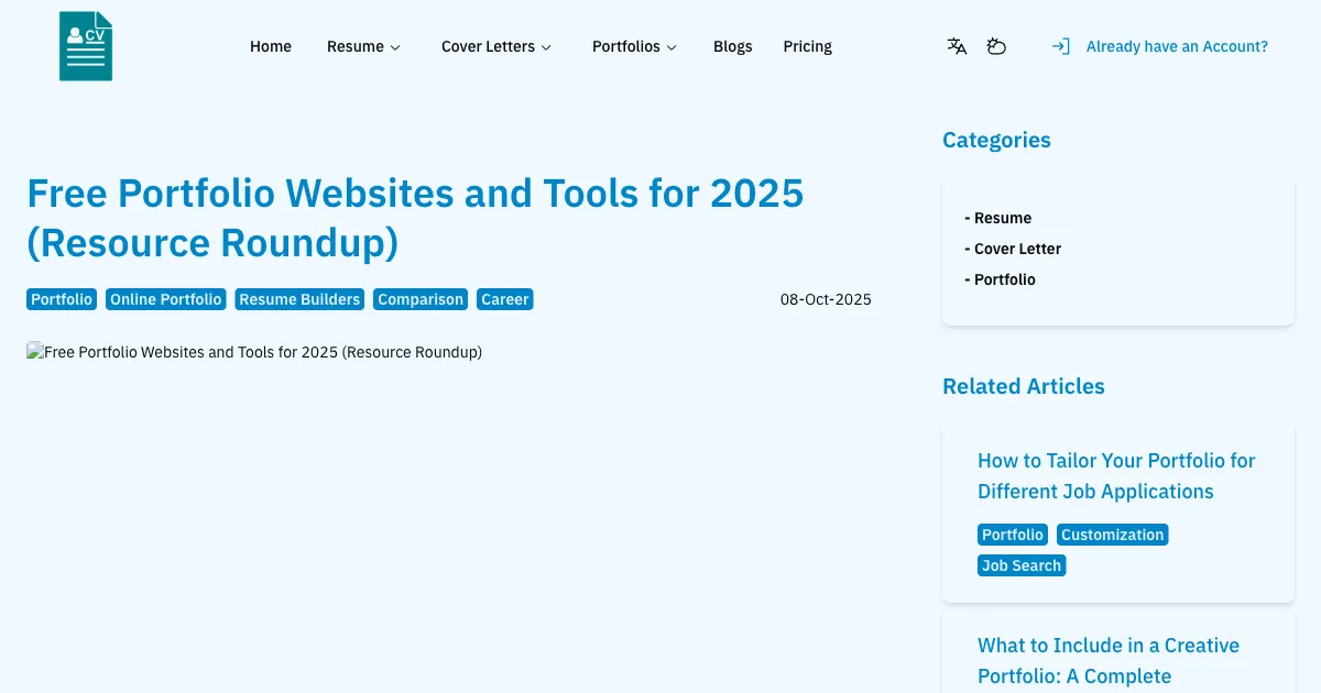 Free Portfolio Websites and Tools for 2025 (Resource Roundup) · MyLiveCV