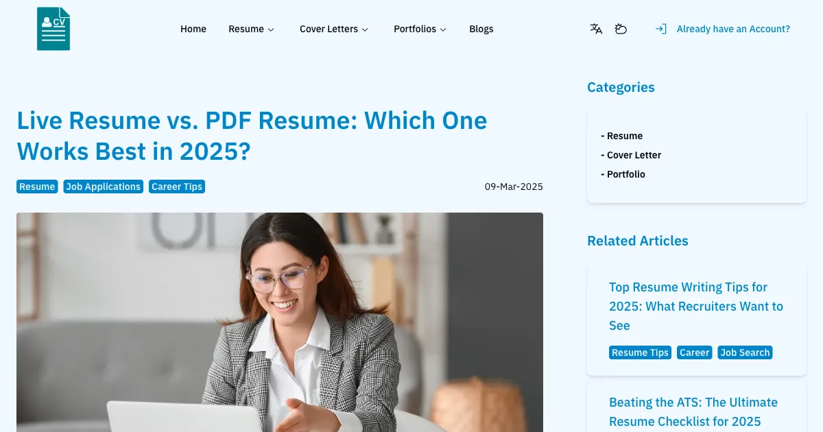 Live Resume vs. PDF Resume: Which One Works Best in 2025? · MyLiveCV