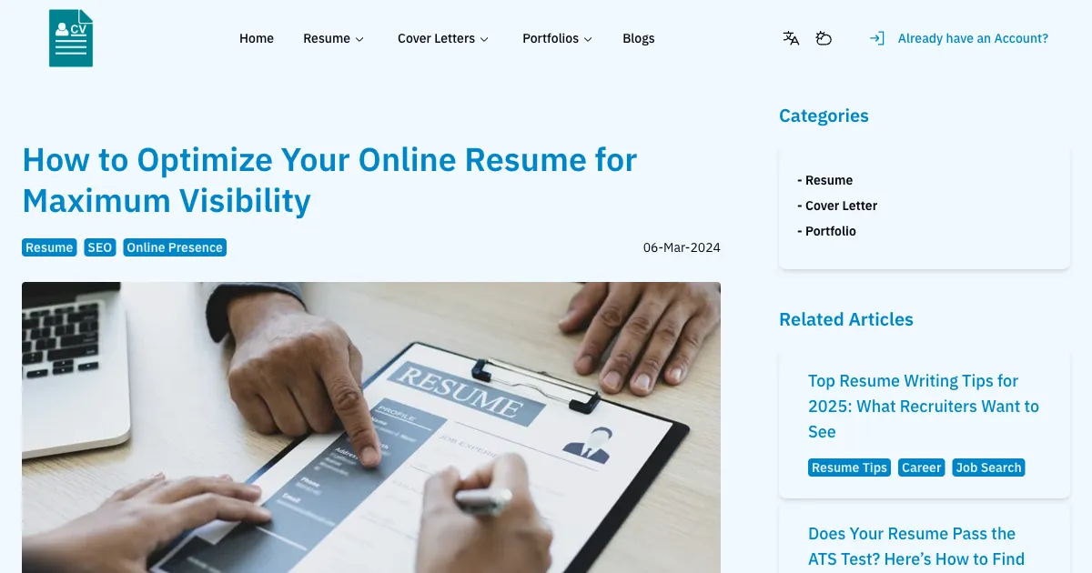 How to Optimize Your Online Resume for Maximum Visibility · MyLiveCV