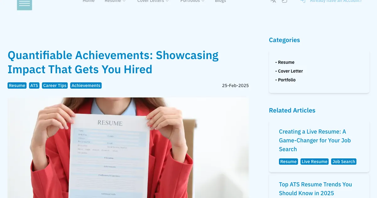 Quantifiable Achievements: Showcasing Impact That Gets You Hired · MyLiveCV