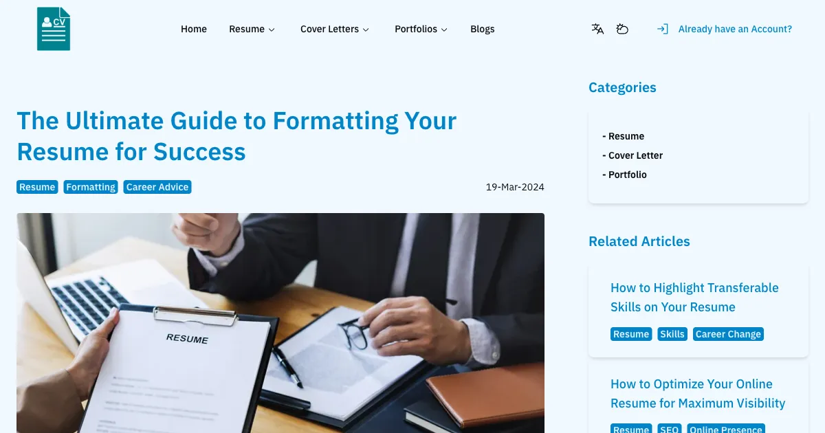 The Ultimate Guide to Formatting Your Resume for Success · MyLiveCV
