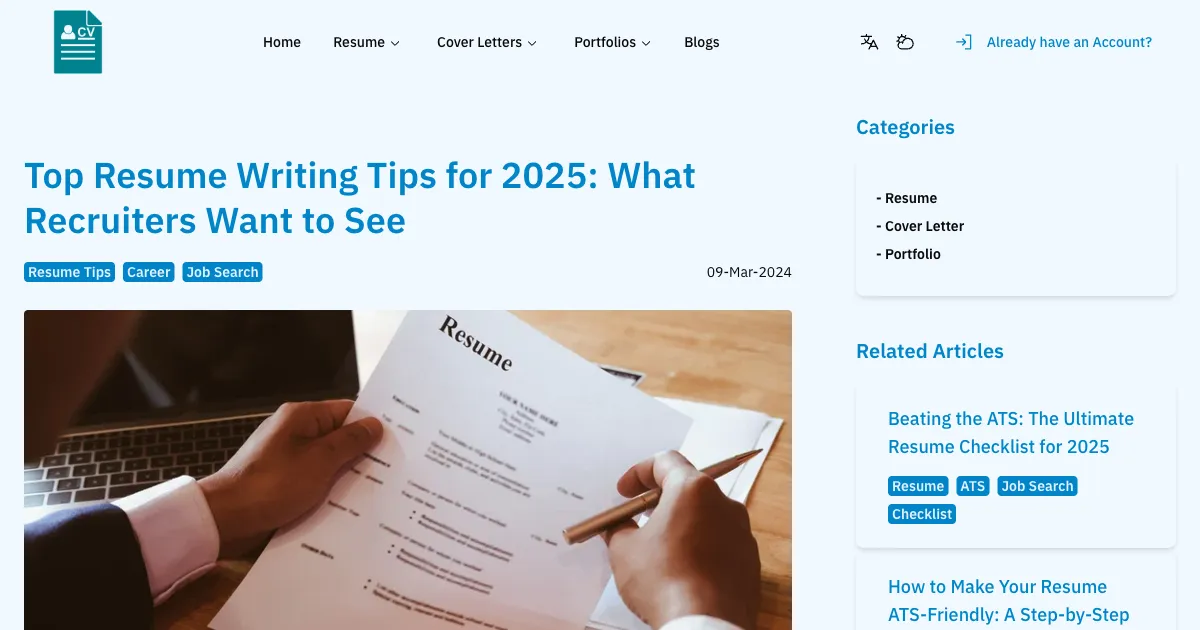 Top Resume Writing Tips for 2025: What Recruiters Want to See · MyLiveCV