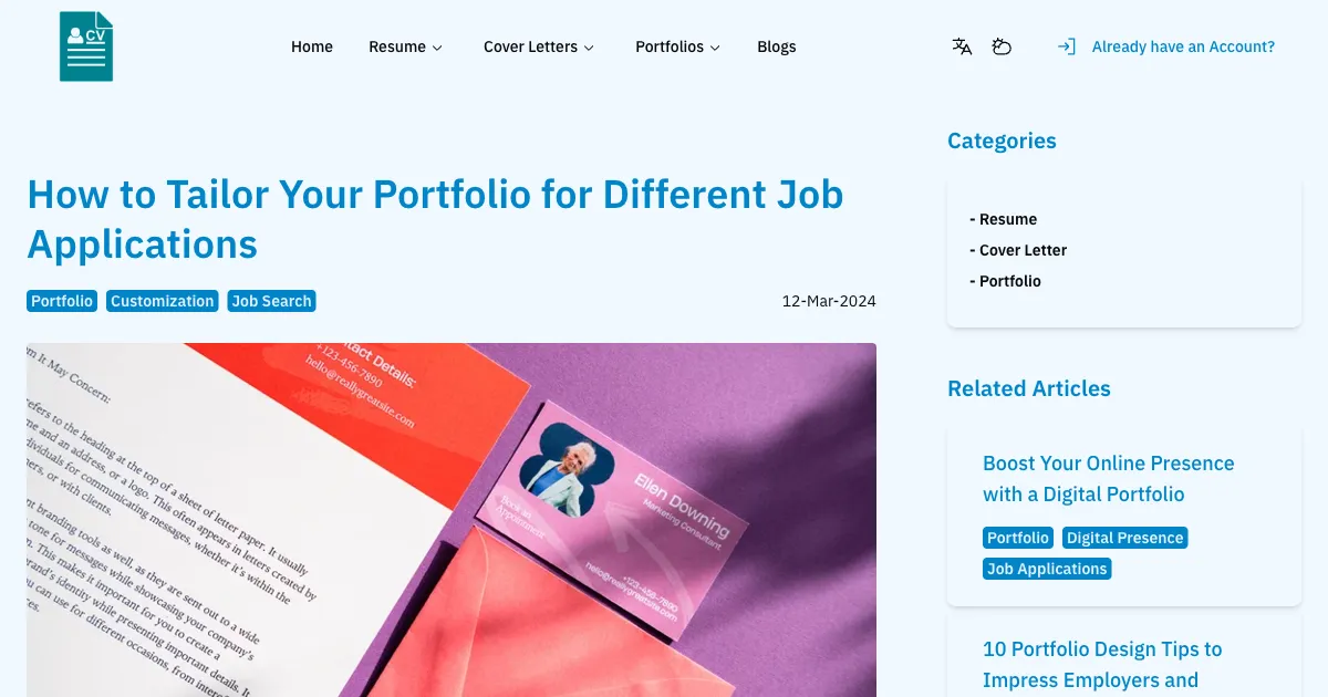 How to Tailor Your Portfolio for Different Job Applications · MyLiveCV